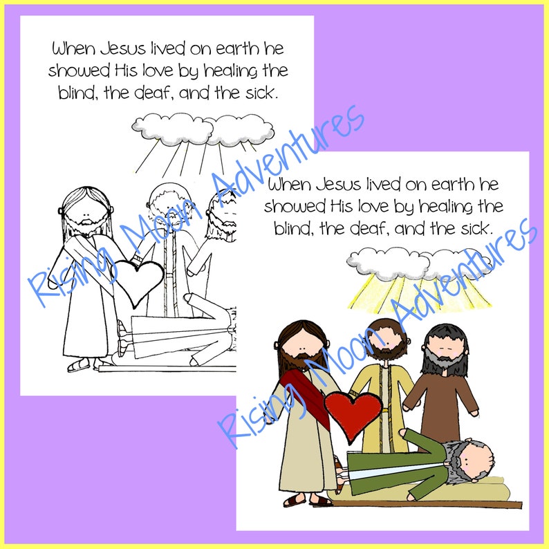 Jesus Healed the Sick and Afflicted Coloring Page and Colored Display ...