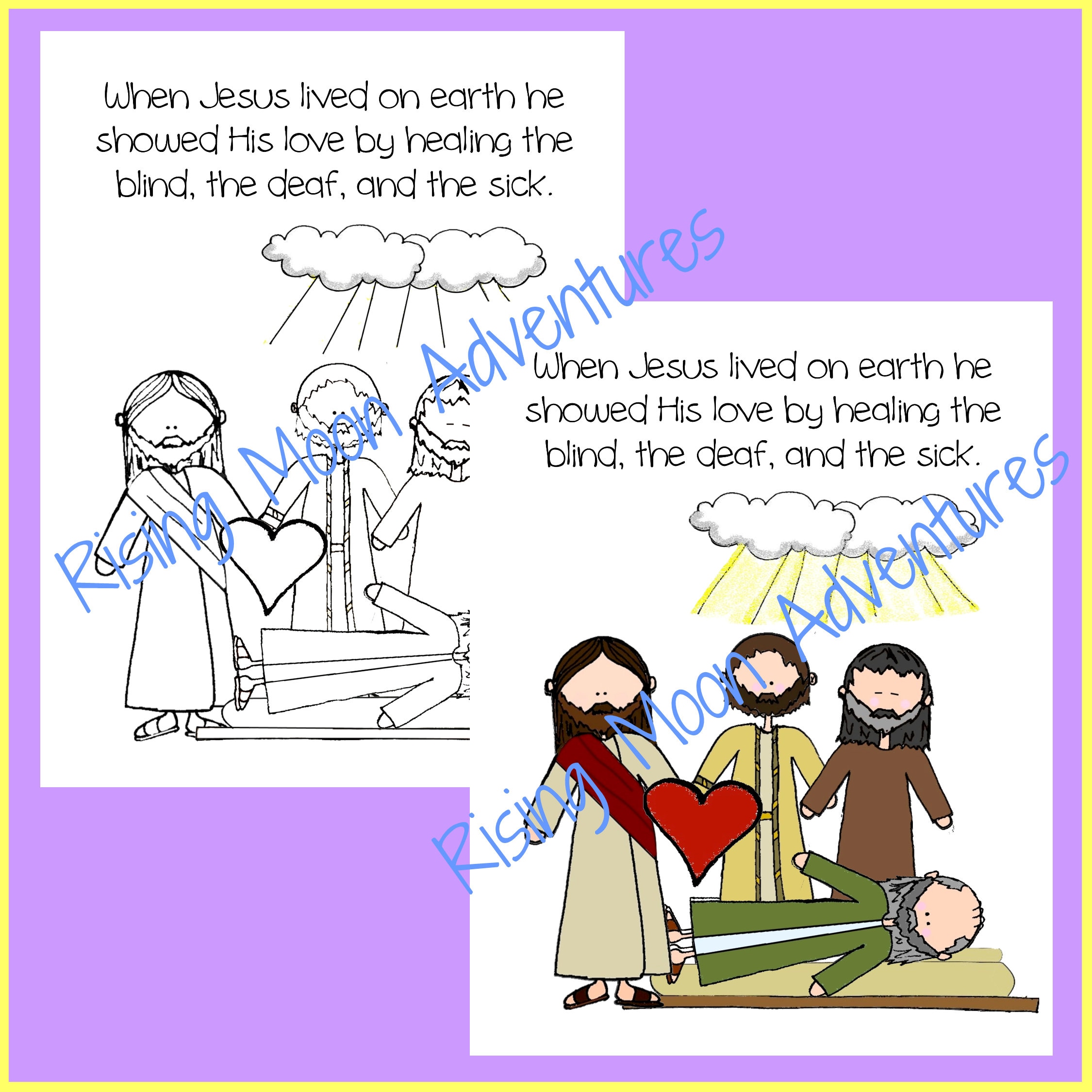 Jesus Healed the Sick and Afflicted Coloring Page and Colored Display ...