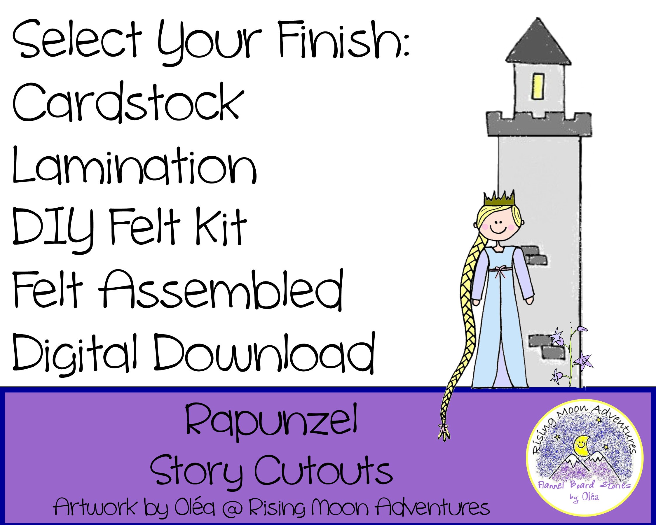 Rapunzel Cutouts With Laminated Story Card in Felt, Cardstock, or ...