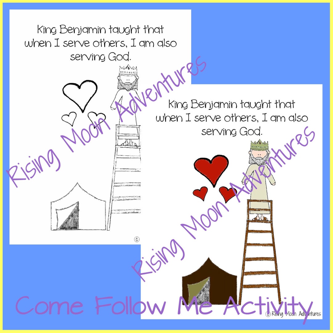Service and King Benjamin Coloring Page and Colored Display Page ...
