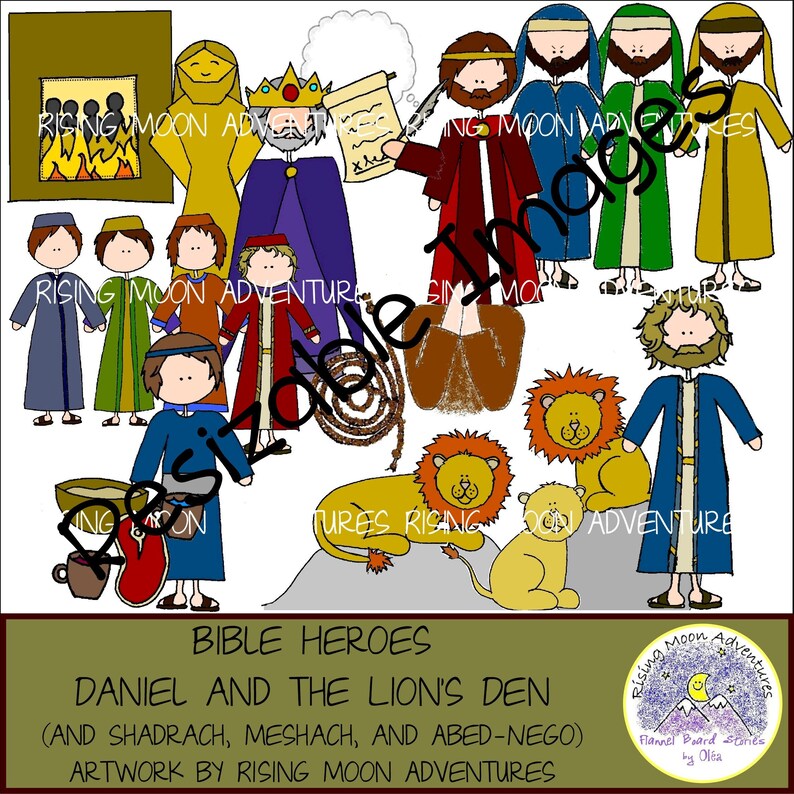 Daniel and the Lion's Den Bible Resizable Images Download With 4 ...