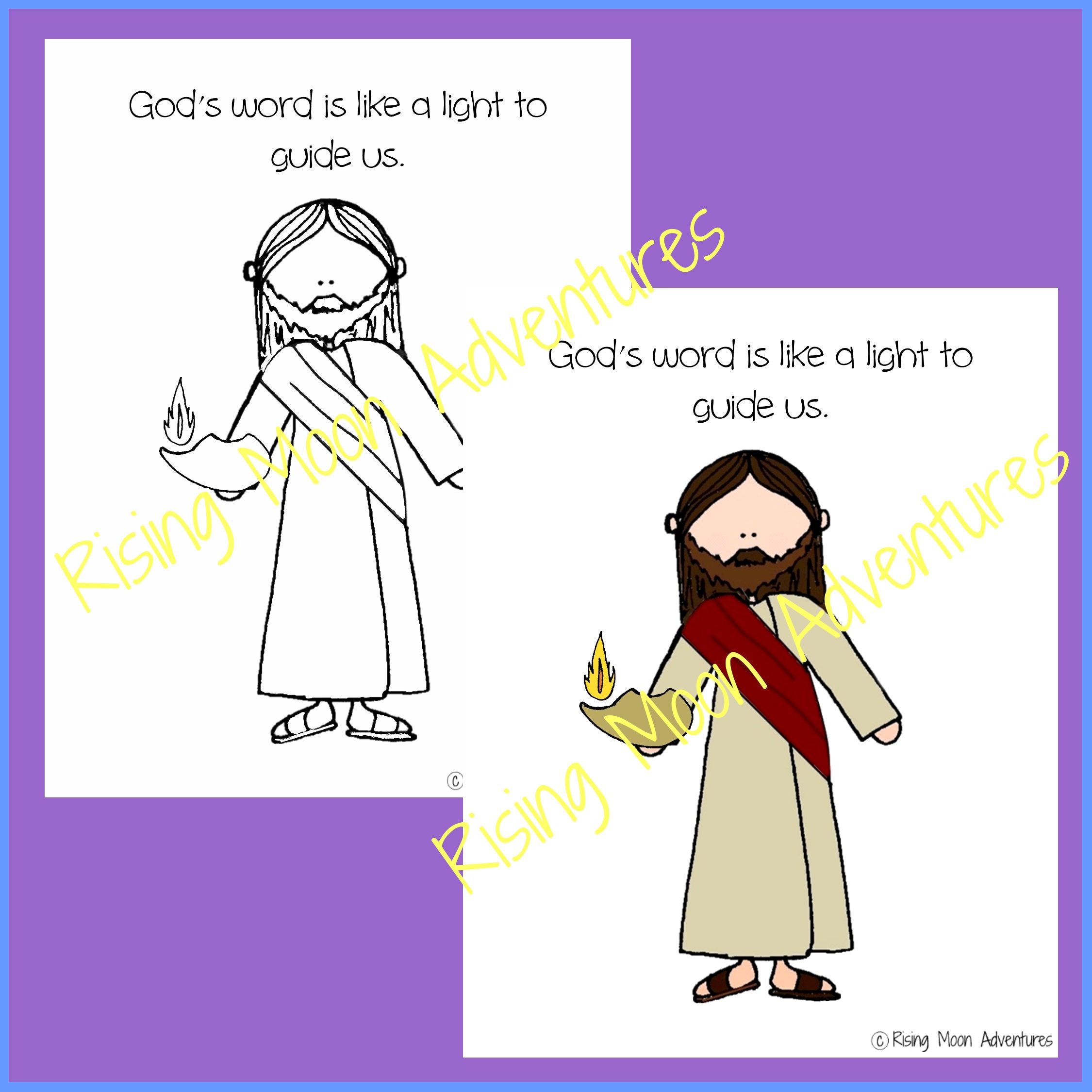 God's Word is a Light to Guide Us Coloring Page and Colored Display ...