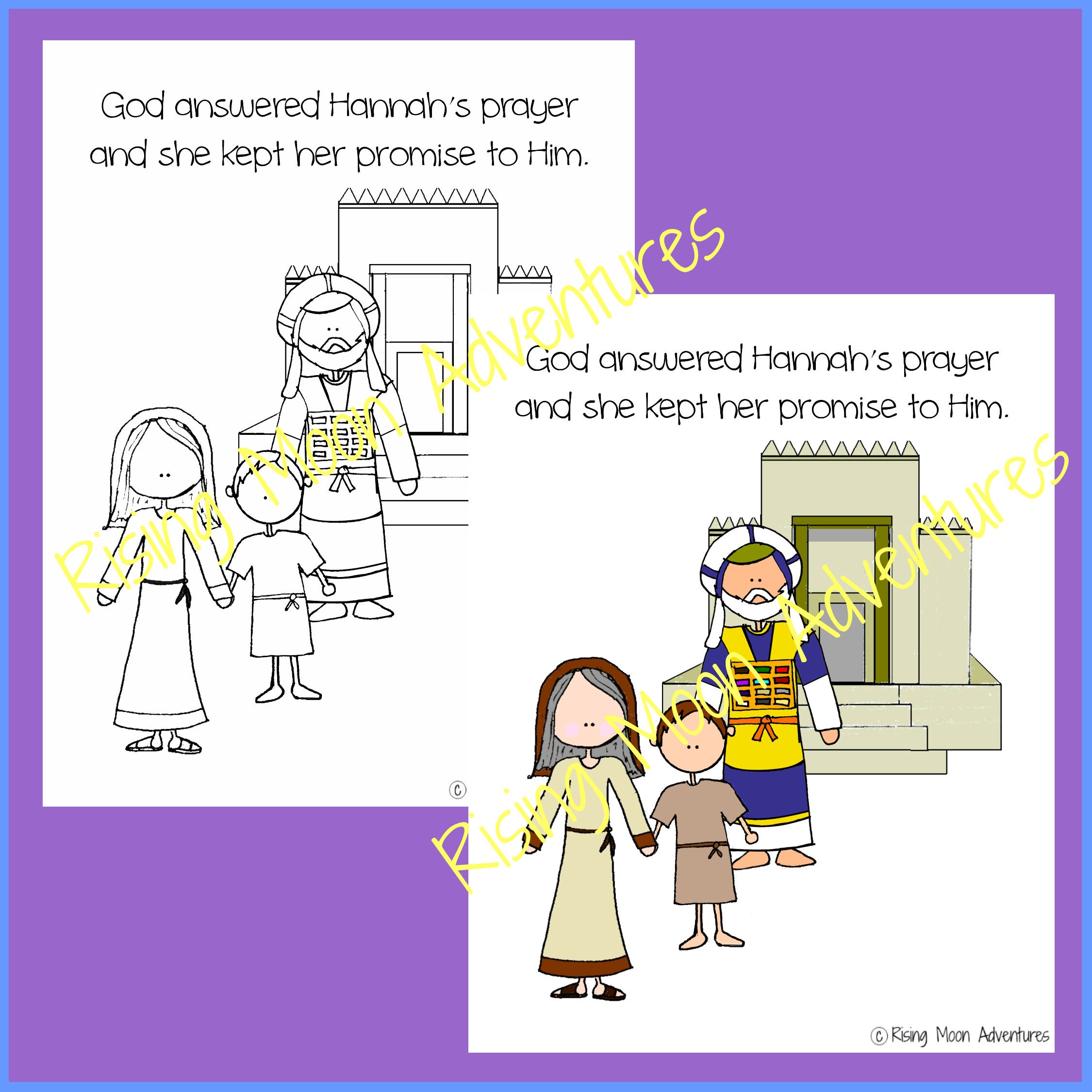 Hannah and Samuel Coloring Page and Colored Display Page Download - Etsy