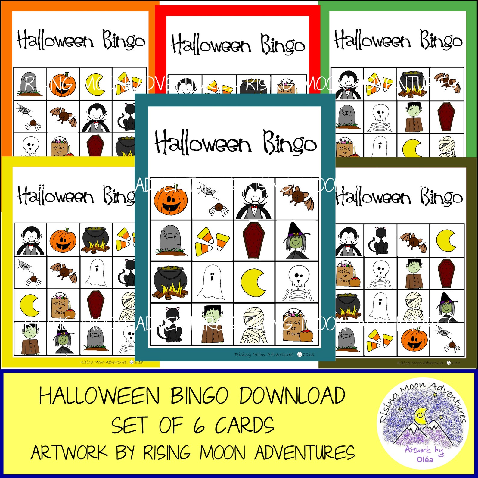 Halloween Bingo Game Set of 6 - Etsy