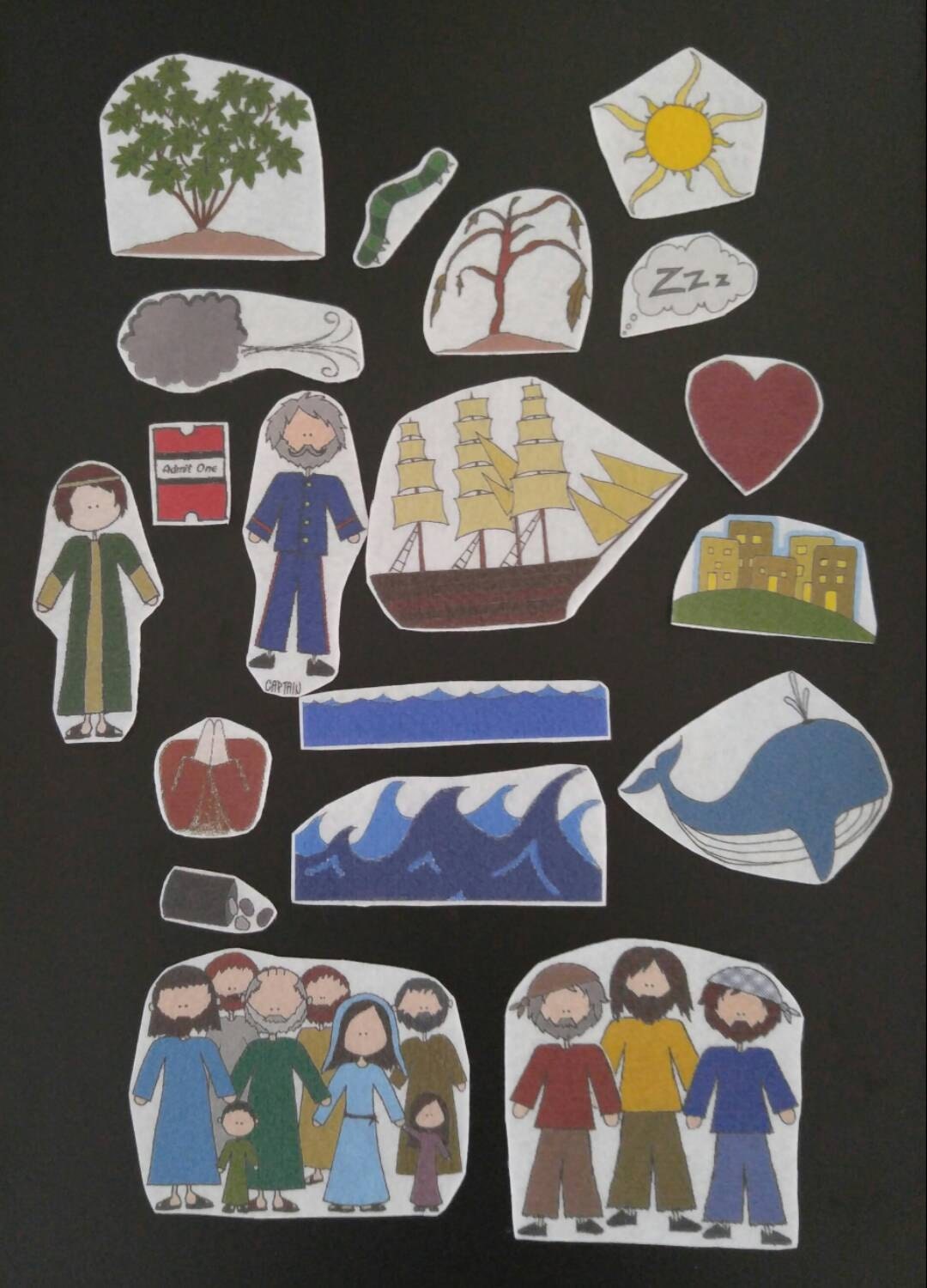 Jonah and the Whale Flannel Board Stories Bible Felt Set With Story ...