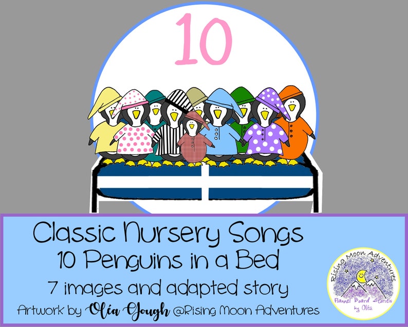Ten Penguins in a Bed Images Download With Lyrics File - Etsy