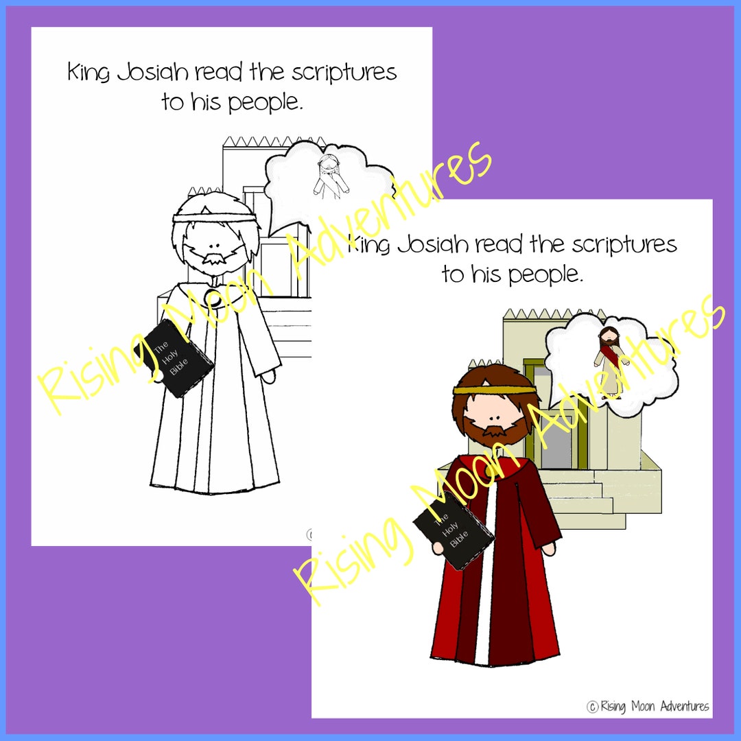 King Josiah and the Scriptures Coloring Page and Colored Display Page ...