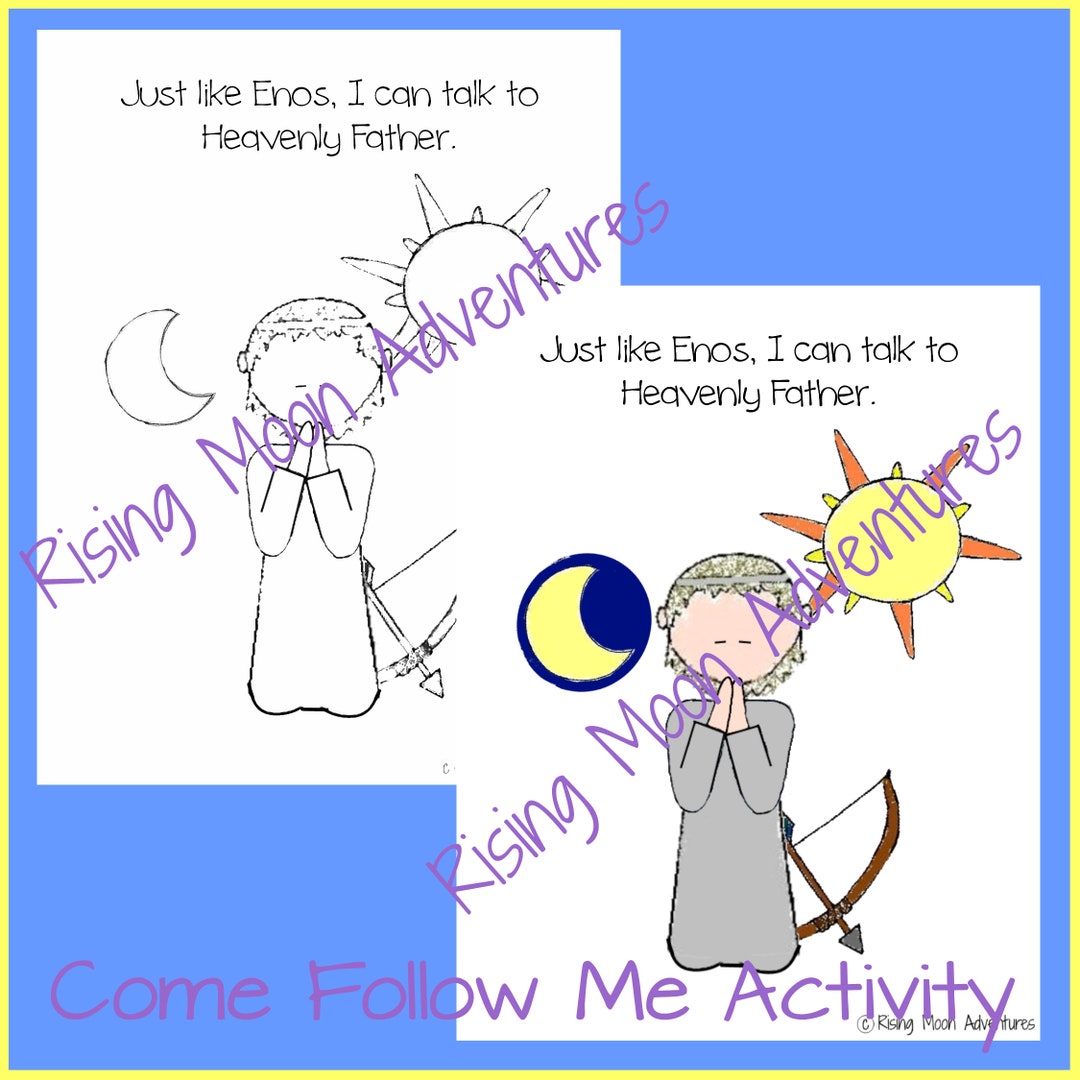 Prayer and Enos Coloring Page and Colored Display Page Download - Etsy