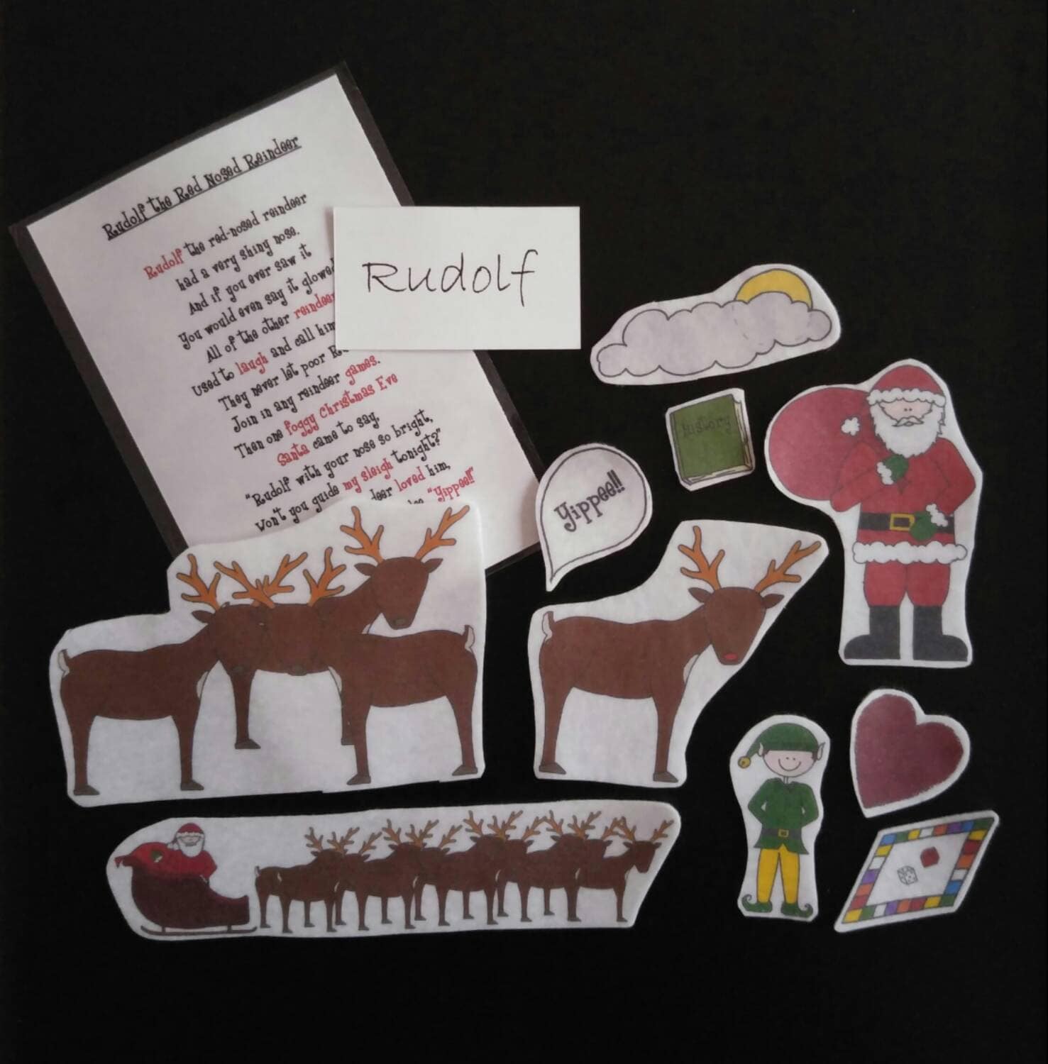 Rudolf the Red Nosed Reindeer Flannel Board Felt Story | Etsy