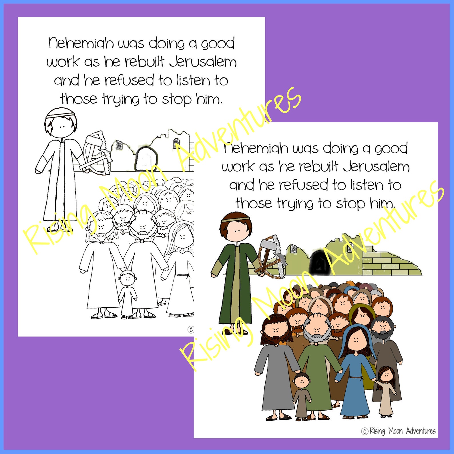 Nehemiah Coloring Page and Colored Display Page Download - Etsy