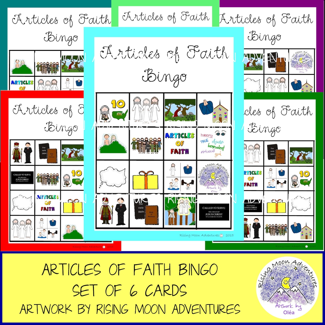 Articles of Faith Bingo Game Set of 6 (different From the Available Set ...