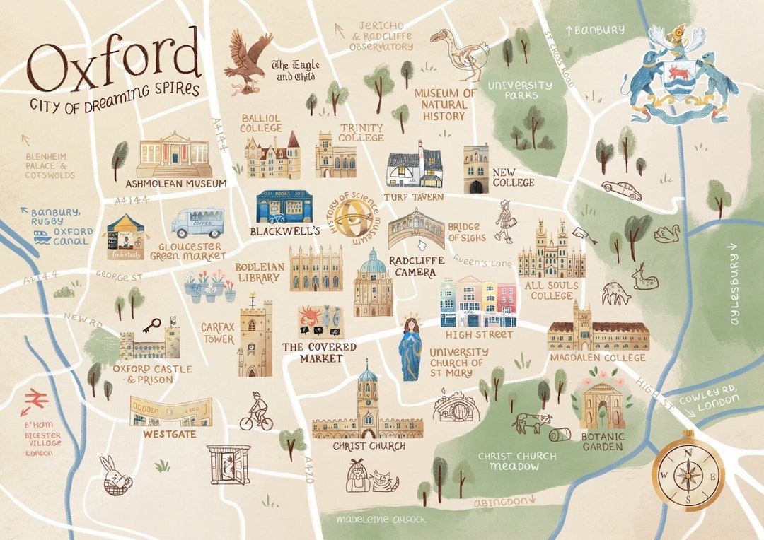 A3 Oxford City Map Print, Oxfordshire UK Art Print - Etsy