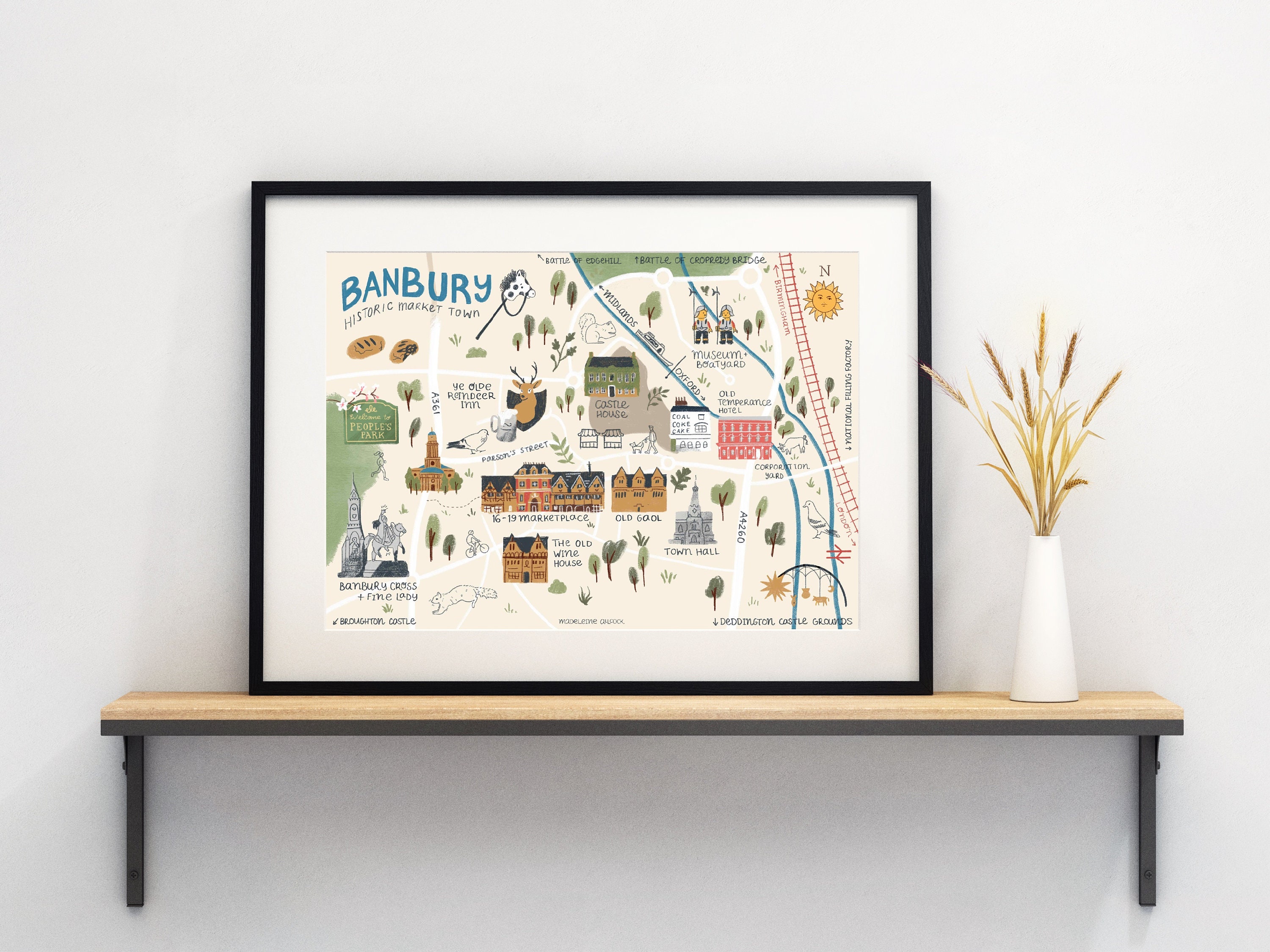 A4 Banbury Map Print Oxfordshire Cotswolds Historical UK Art - Etsy UK
