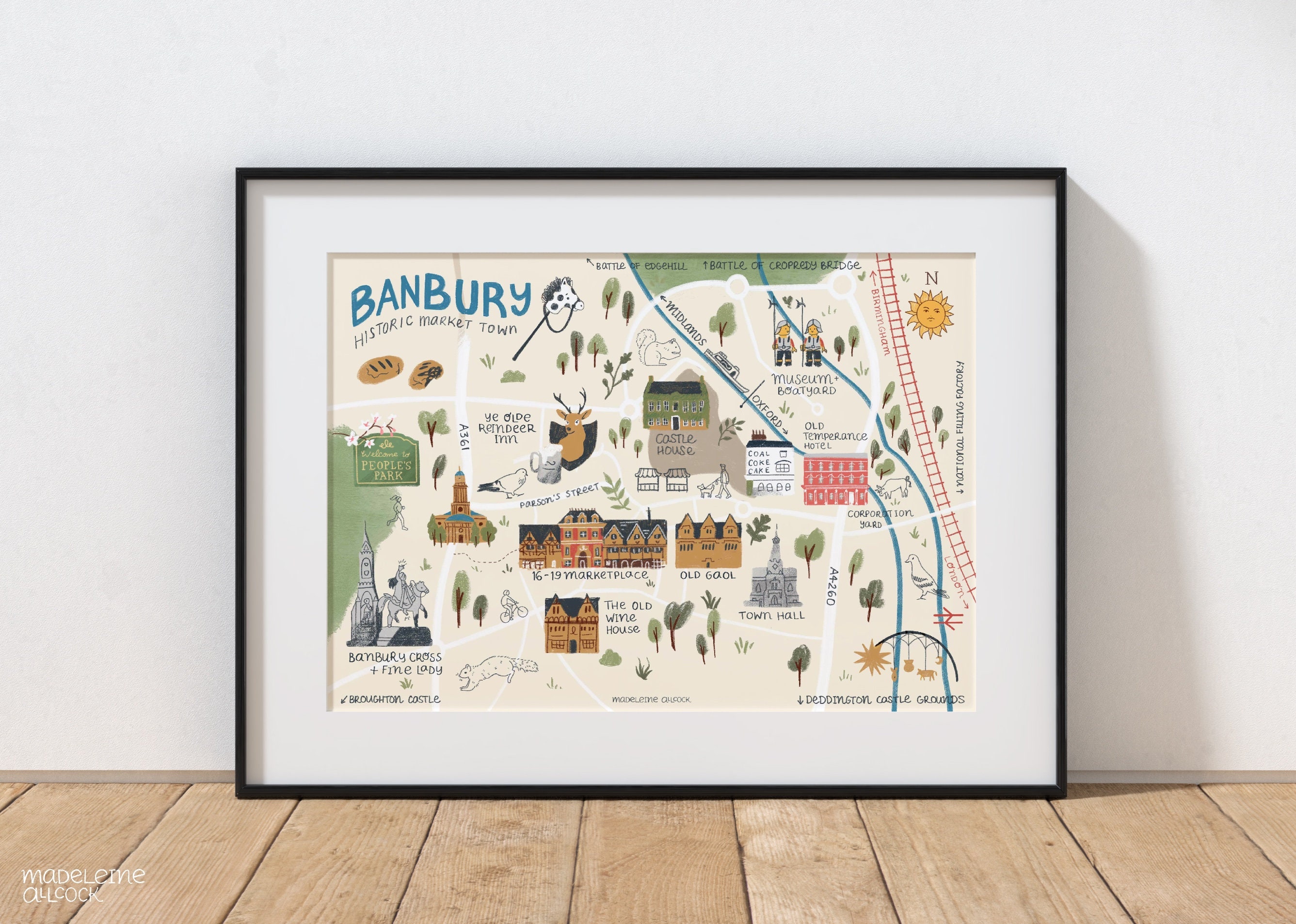 A4 Banbury Map Print Oxfordshire Cotswolds Historical UK Art - Etsy UK