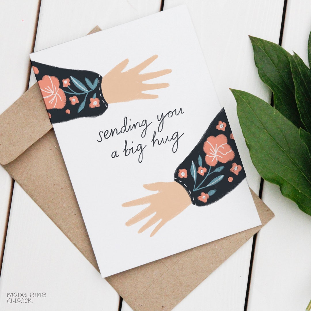 Sending You a Big Hug Card Custom Colours Cute Illustrated - Etsy UK