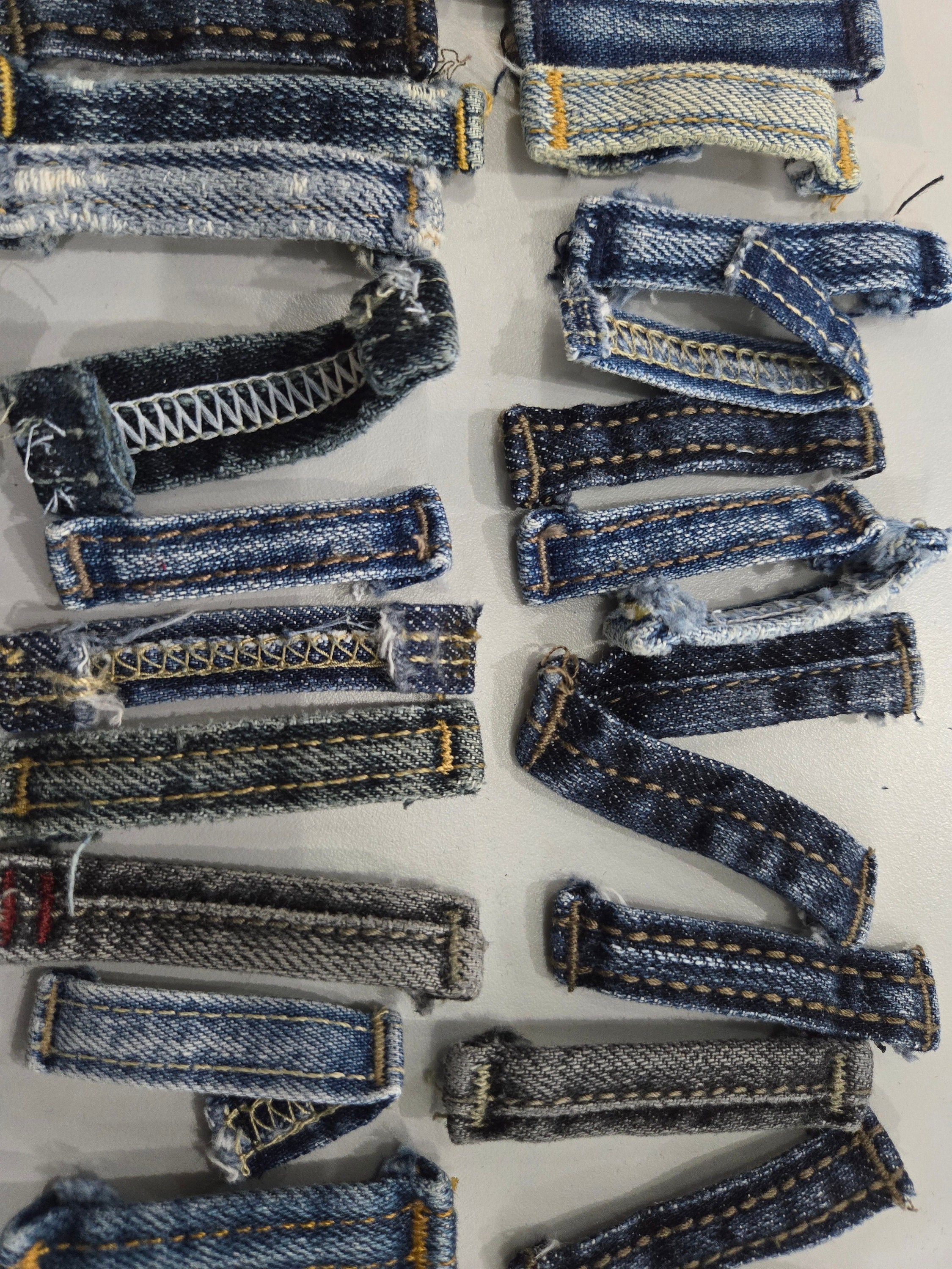 Lot 100 Belt Loops for Crafting From Recycled Denim Blue Jeans Upcycled ...