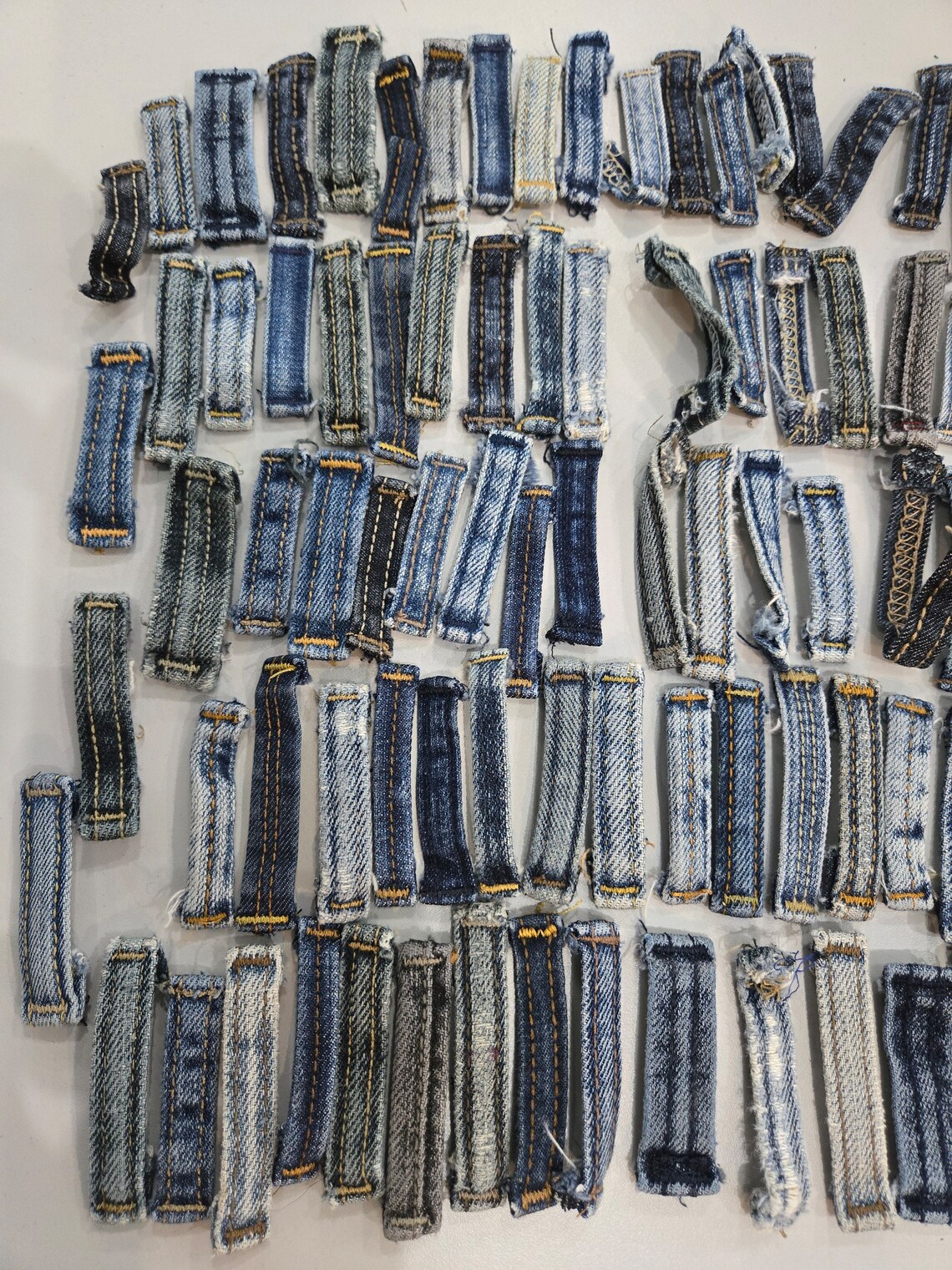 Lot 100 Belt Loops for Crafting From Recycled Denim Blue Jeans Upcycled ...