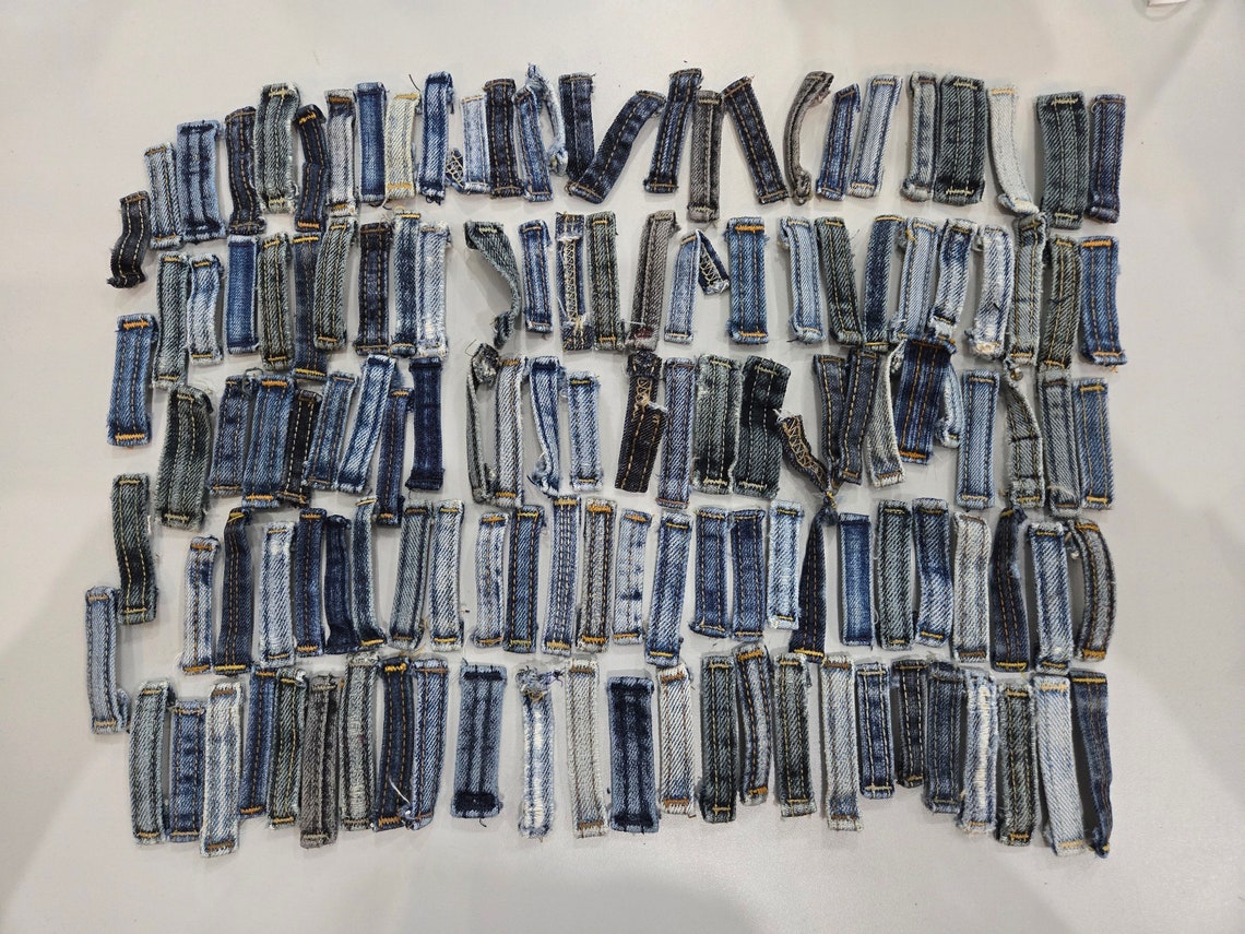 Lot 100 Belt Loops for Crafting From Recycled Denim Blue Jeans Upcycled ...