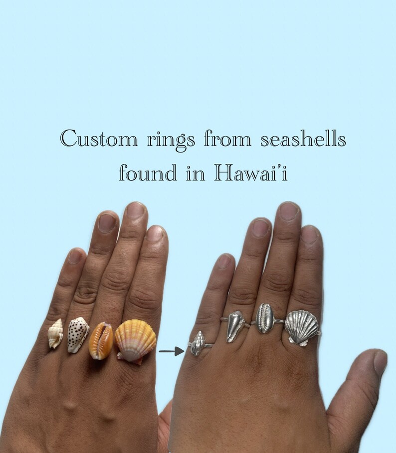 Custom Sterling Silver Seashell Rings - Etsy