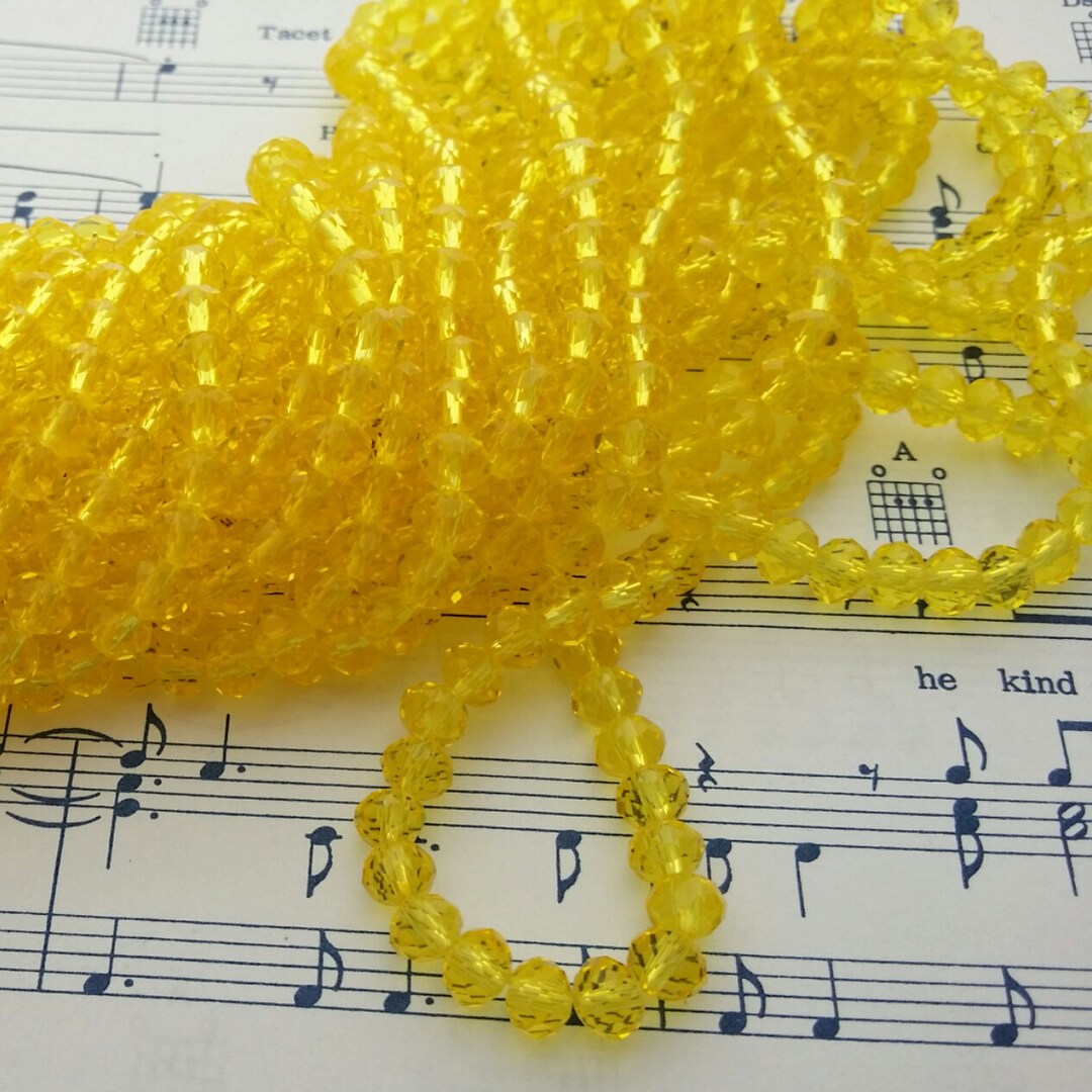 Yellow Glass Beads 42 Pcs 6 X 4 Mm Light Yellow Beads Faceted Glass ...