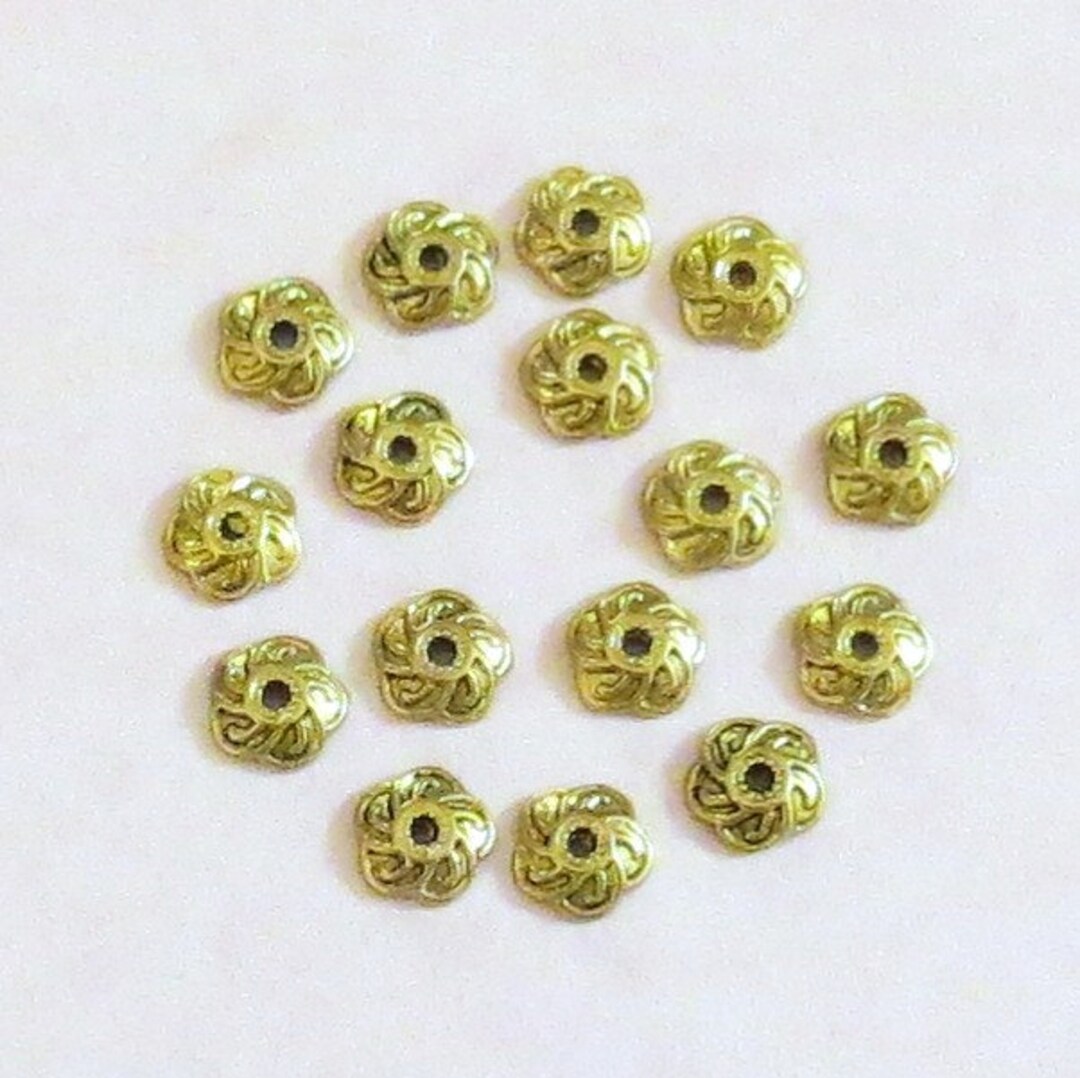 Bead Caps - 20 Pcs - Antiqued - Gold - Quality Round Swirl Tibetan ...