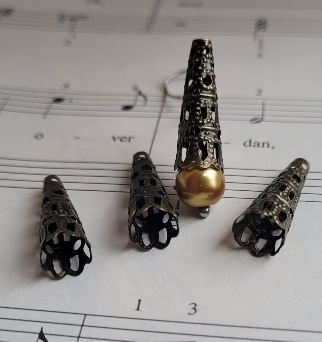Bead Caps - 25 Pcs - Filigree Bead Cone - Antiqued Bronze Bead Cone ...
