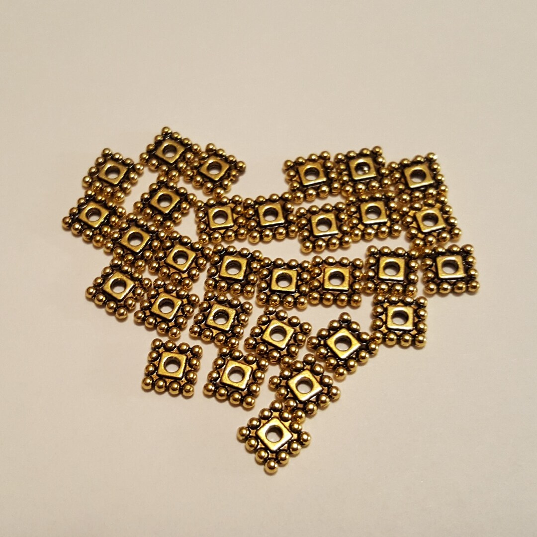 Square Spacers - 7mm Spacers - Gold Spacers - Gold Square Spacer ...