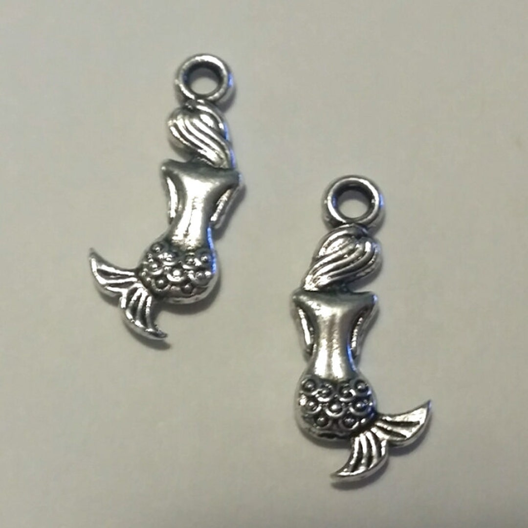 Silver Mermaid Charms - 50 Pcs. - 3D Mermaid Charms - Silver Mermaids ...