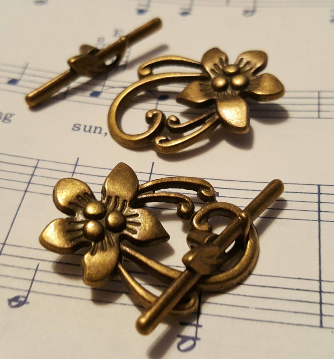 Flower Toggle Clasp 12 Sets Antique Bronze Clasp Bronze | Etsy