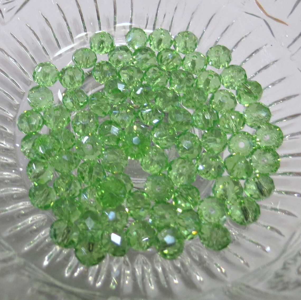 Glass Beads 42 Pcs Light Green Faceted 6mm X 4mm - Etsy