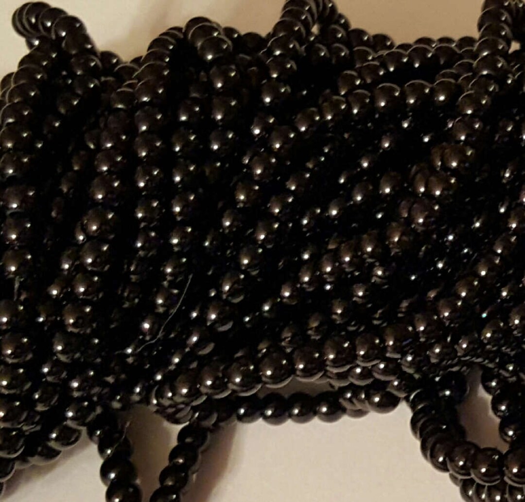 4mm Black Glass Pearls - 200pcs. - Black Pearls - Black Pearl Beads ...