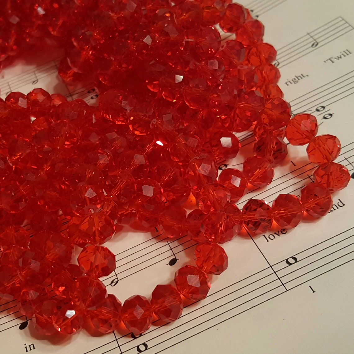Glass Beads - 30 Pcs. - Red Faceted Beads - 10mm X 7mm Beads - Red ...