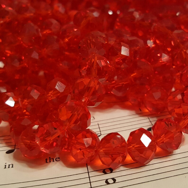 Glass Beads 30 Pcs. Red Faceted Beads 10mm X 7mm Beads - Etsy