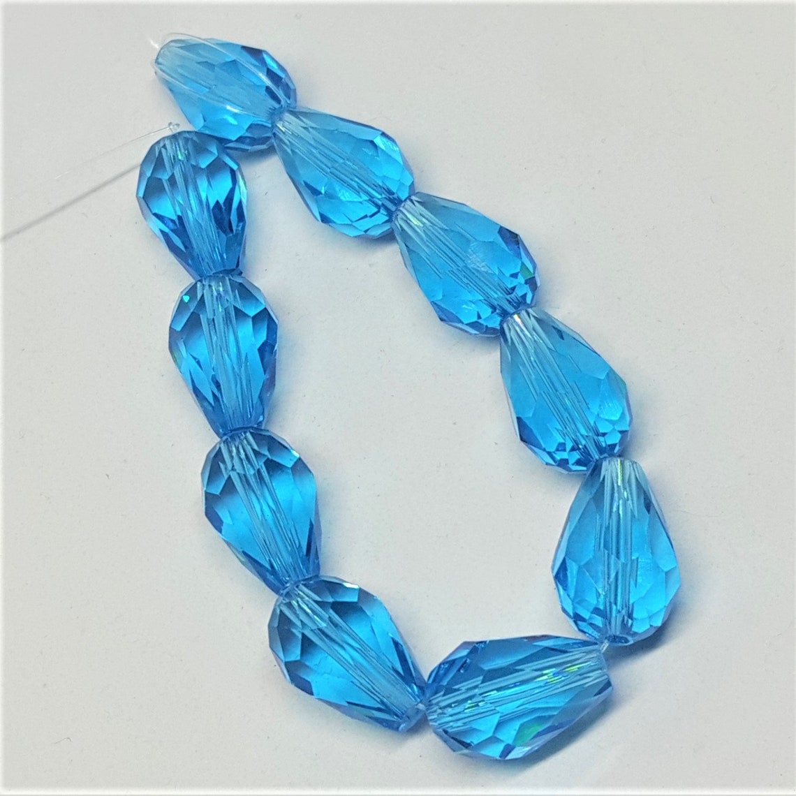 Teardrop Glass Beads - Qty. 10 - Faceted Turquoise Beads - Sun Catcher ...