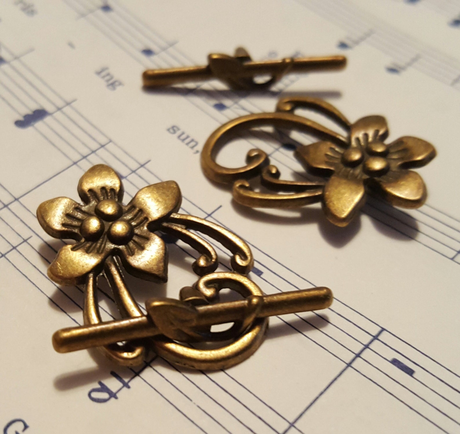 Flower Toggle Clasp 12 Sets Antique Bronze Clasp Bronze | Etsy