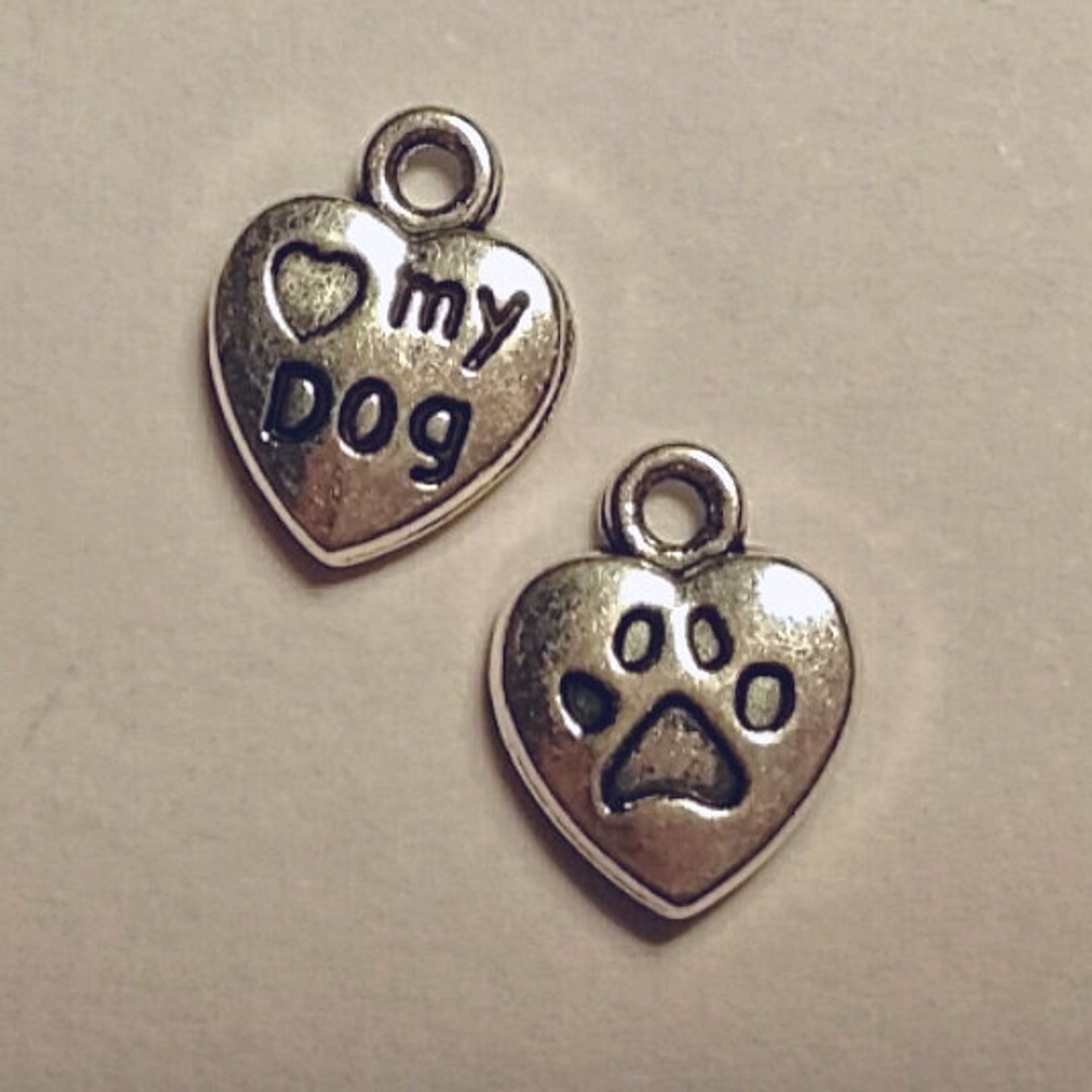 Heart My Dog Charms - 50 Pcs. - Dog Charms - Silver Dog Charms - Animal ...