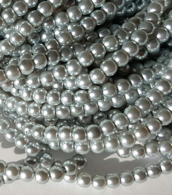 4mm Silver Glass Pearls 210pcs. Silver Pearls Silver - Etsy