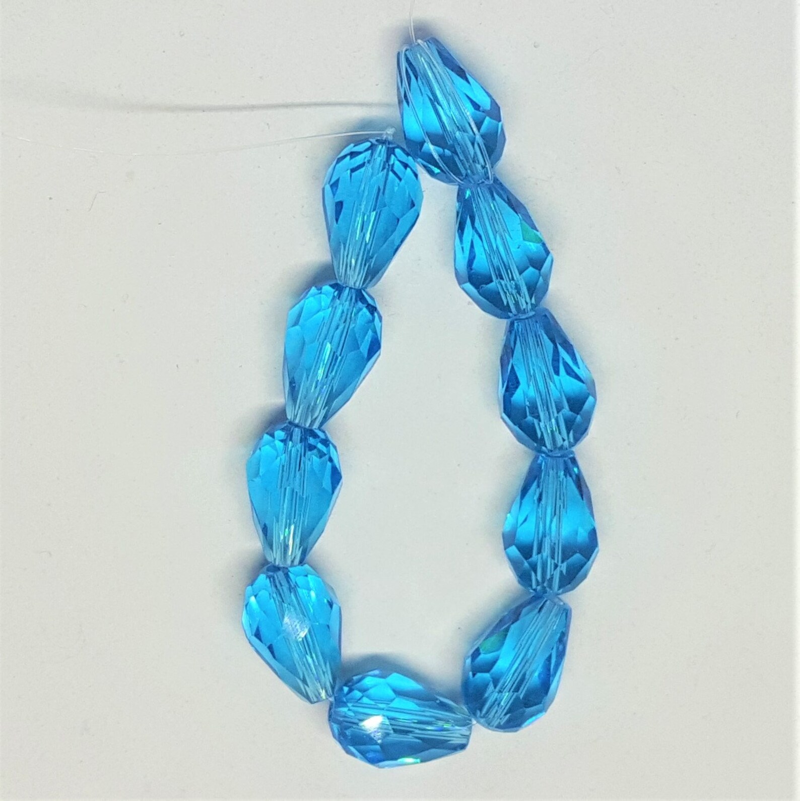 Teardrop Glass Beads - Qty. 10 - Faceted Turquoise Beads - Sun Catcher ...