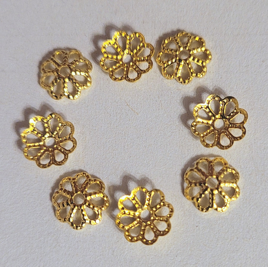 18k Gold Plated Brass Bead Caps - 20 Pcs - 6mm - Flower Bead Cap ...