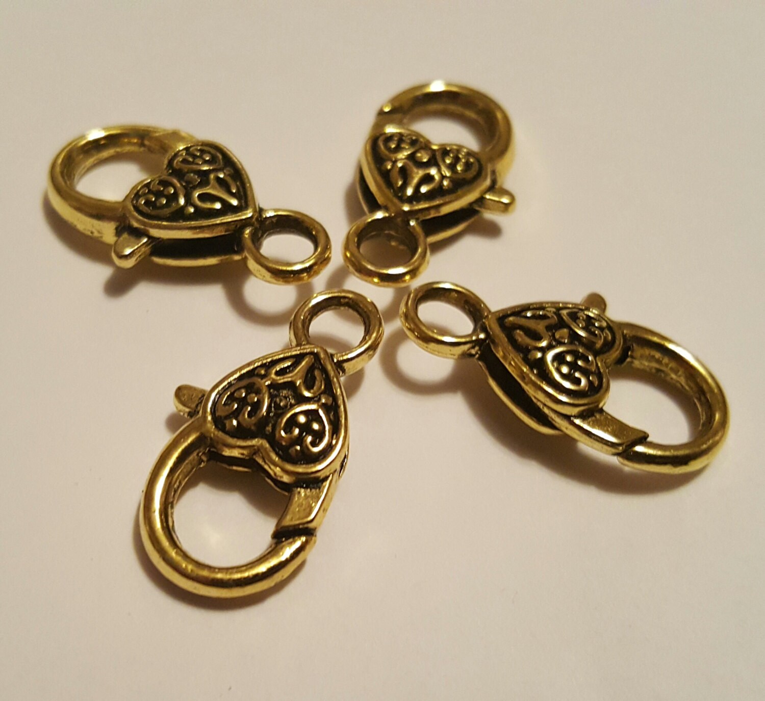 Heart Lobster Clasp 6 pc. Lobster Clasp Heart Clasp | Etsy