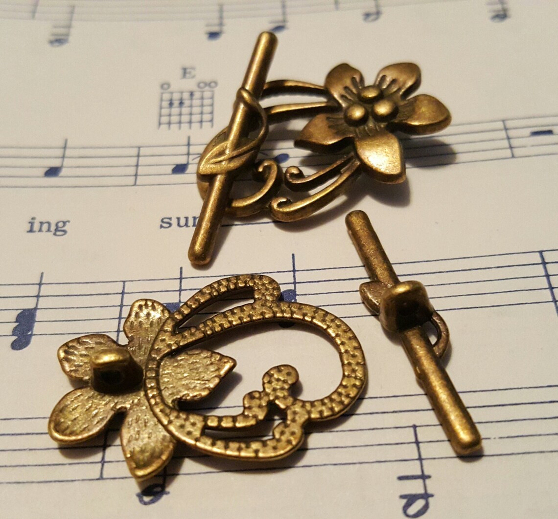 Flower Toggle Clasp 12 Sets Antique Bronze Clasp Bronze | Etsy
