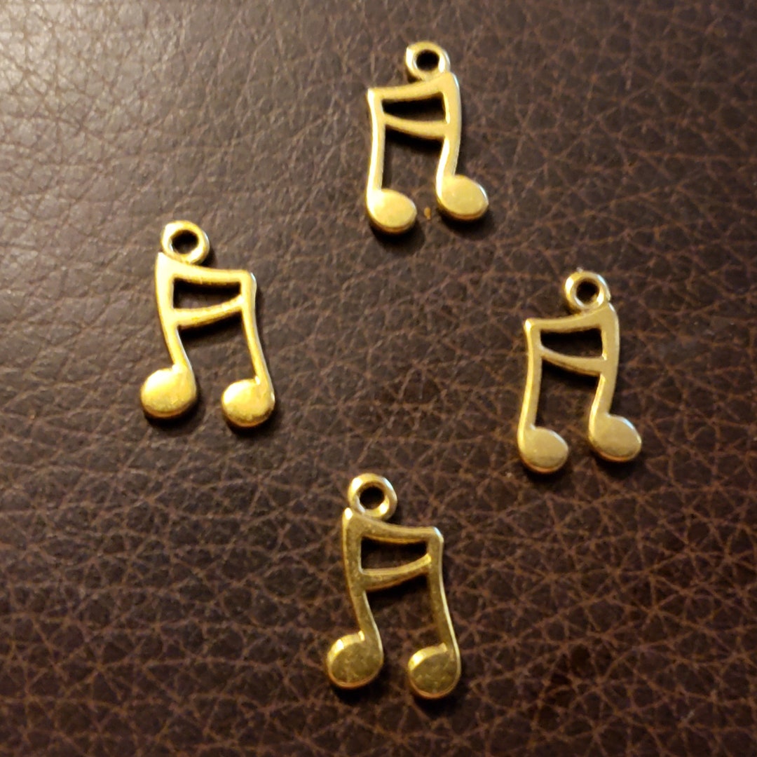 Music Note Charms - 10 Pcs - Antiqued Gold Music Notes -wine Charms ...