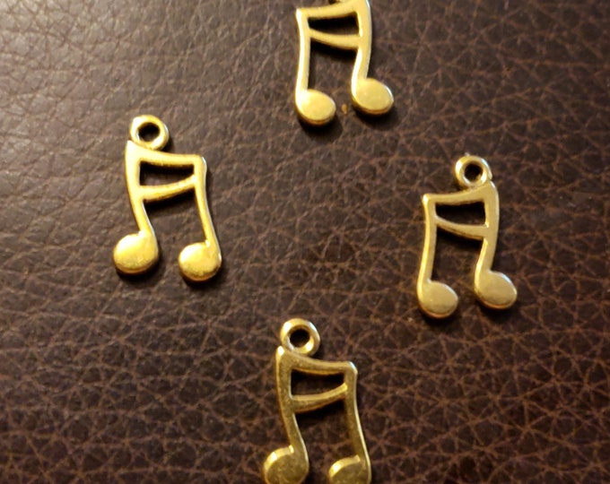 Music Note Charms - 10 Pcs - Antiqued Gold Music Notes -wine Charms ...