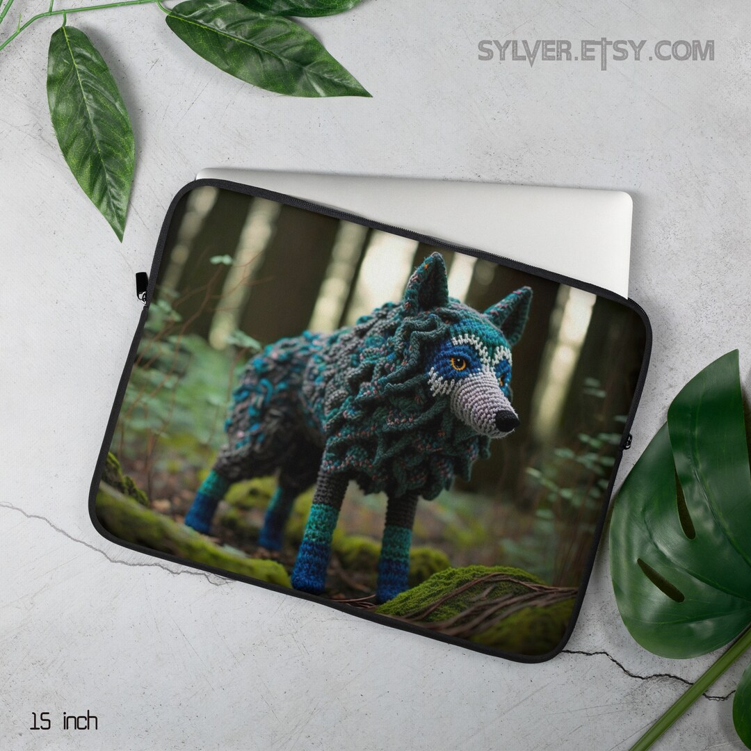 Forest Wolf Laptop Sleeve, 13 or 15 Inch, Neoprene, Zipper, Soft Padded ...