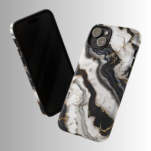 Black White Gold Marble Pattern Phone Case for iPhone Samsung Pixel ...