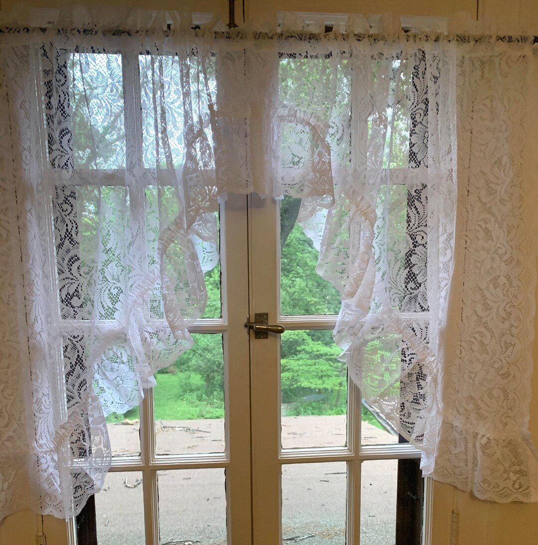 Vintage "devon" White Lace Swag, 2 Pieces, Total Width is 78" - Etsy