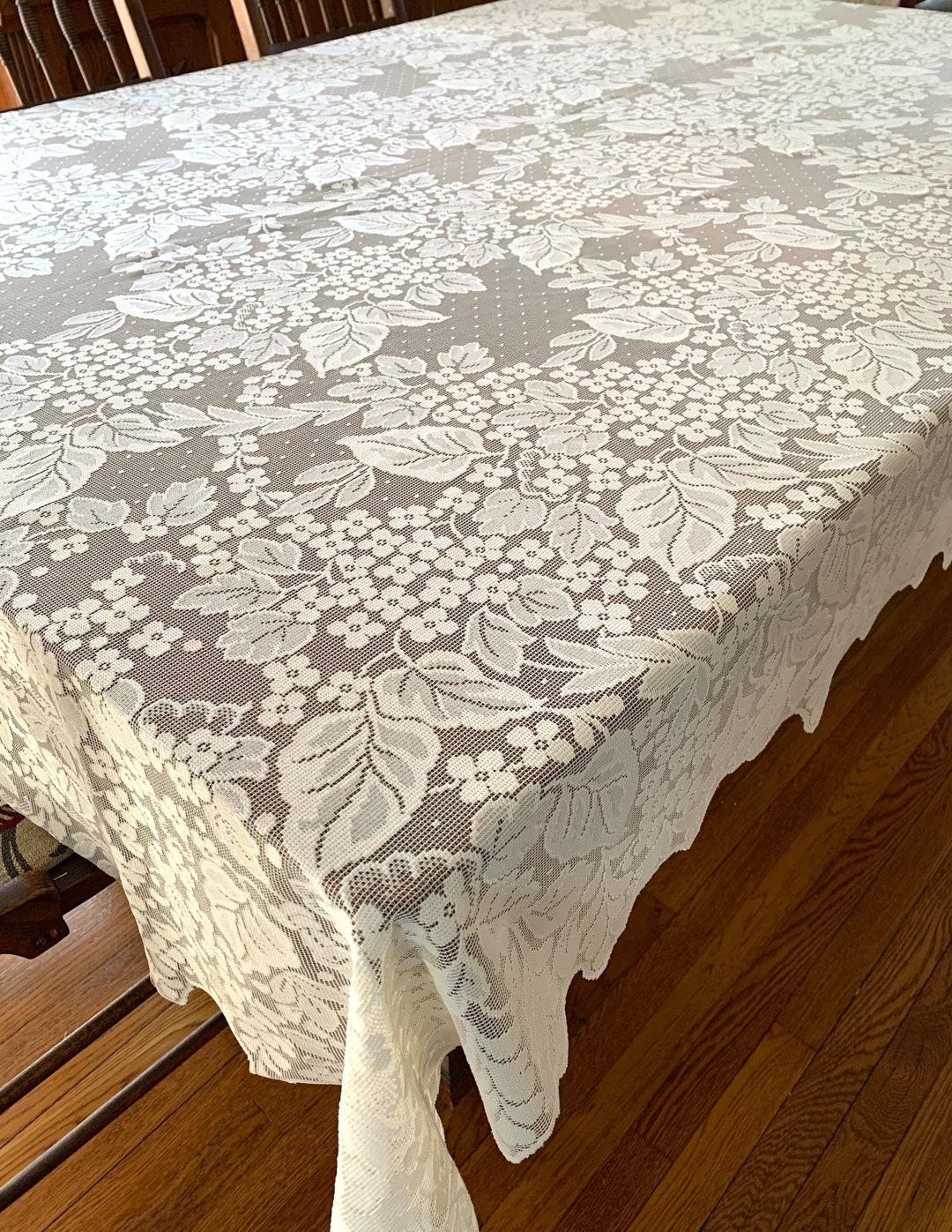 104 X 68 Vintage Lace Tablecloth, Rectangle, Unusual Design, Excellent ...