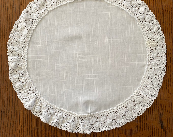Vintage 15" White Cotton Doily With Crochet Lace Trim - Etsy