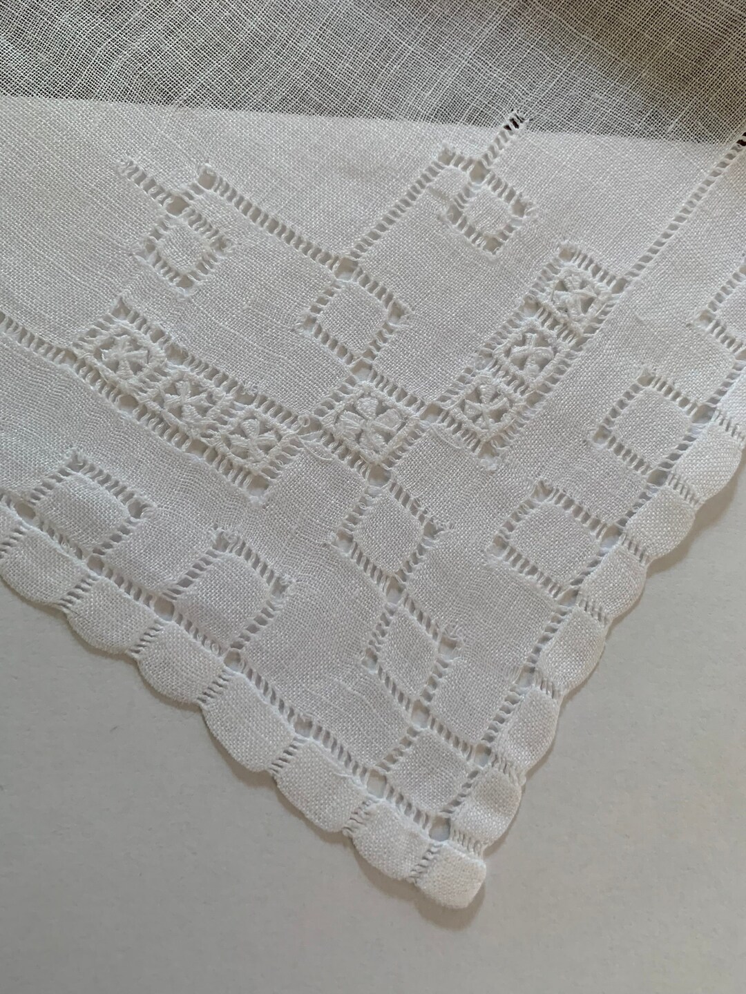 Vintage Linen Handkerchief: Drawn Thread Embroidery, Squares Design - Etsy