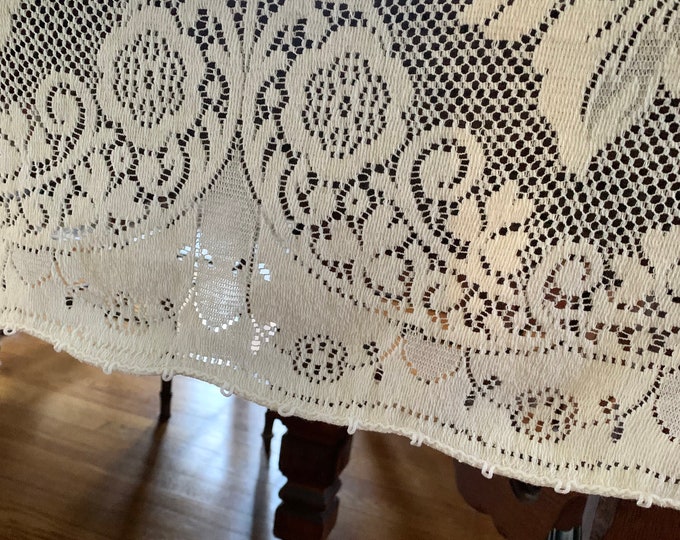 Vintage Quaker Lace Tablecloth No. 1103, 82" X 66", Ivory, Excellent ...